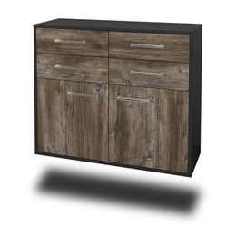 Stil.Zeit Sideboard Grand Rapids | Korpus Anthrazit | Treibholz hängend mit Griffen (92x79x35cm)