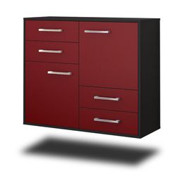 Stil.Zeit Sideboard Little Rock | Korpus Anthrazit | Rot hängend mit Griffen (92x79x35cm)