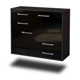 Stil.Zeit Sideboard Little Rock | Korpus Anthrazit | Schwarz hängend mit Griffen (92x79x35cm)