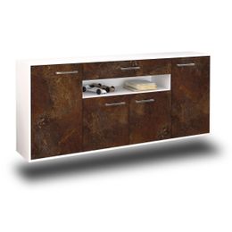 Stil.Zeit Sideboard Lansing | Korpus Weiß | Rost hängend mit Griffen (180x79x35cm)