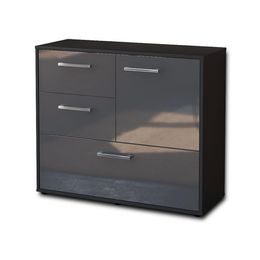 Stil.Zeit Sideboard Deanna | Korpus Anthrazit | Grau mit Griffen (92x79x35cm)