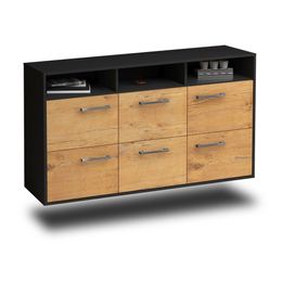 Stil.Zeit Sideboard Cape Coral | Korpus Anthrazit | Eiche hängend mit Griffen (136x79x35cm)