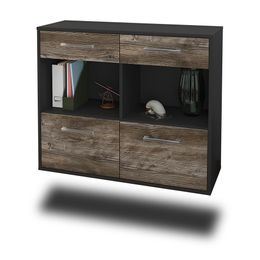 Stil.Zeit Sideboard Mobile | Korpus Anthrazit | Treibholz hängend mit Griffen (92x79x35cm)