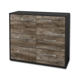 Stil.Zeit Sideboard Dana | Korpus Anthrazit | Treibholz mit Griffen (92x79x35cm)