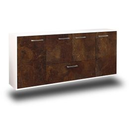 Stil.Zeit Sideboard Escondido | Korpus Weiß | Rost hängend mit Griffen (180x79x35cm)