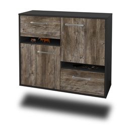 Stil.Zeit Sideboard Irvine | Korpus Anthrazit | Treibholz hängend mit Griffen (92x79x35cm)