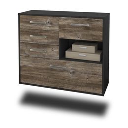 Stil.Zeit Sideboard Knoxville | Korpus Anthrazit | Treibholz hängend mit Griffen (92x79x35cm)