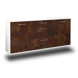 Stil.Zeit Sideboard Syracuse | Korpus Weiß | Rost hängend mit Griffen (180x79x35cm)