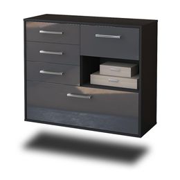 Stil.Zeit Sideboard Knoxville | Korpus Anthrazit | Grau hängend mit Griffen (92x79x35cm)