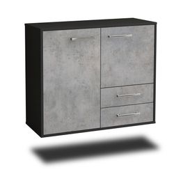 Stil.Zeit Sideboard Sunrise Manor | Korpus Anthrazit | Beton hängend mit Griffen (92x79x35cm)