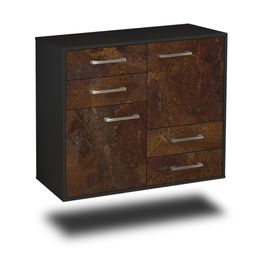 Stil.Zeit Sideboard Little Rock | Korpus Anthrazit | Rost hängend mit Griffen (92x79x35cm)