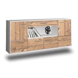 Stil.Zeit Sideboard Fullerton | Korpus Weiß | Pinie hängend mit Griffen (180x79x35cm)