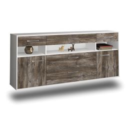 Stil.Zeit Sideboard Inglewood | Korpus Weiß | Treibholz hängend mit Griffen (180x79x35cm)