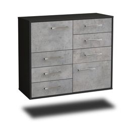 Stil.Zeit Sideboard Paradise | Korpus Anthrazit | Beton hängend mit Griffen (92x79x35cm)