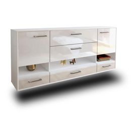 Stil.Zeit Sideboard Lafayette | Korpus Weiß | Weiß hängend mit Griffen (180x79x35cm)