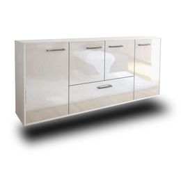 Stil.Zeit Sideboard Escondido | Korpus Weiß | Weiß hängend mit Griffen (180x79x35cm)