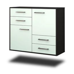 Stil.Zeit Sideboard Little Rock | Korpus Anthrazit | Mint hängend mit Griffen (92x79x35cm)