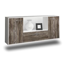 Stil.Zeit Sideboard Fort Collins | Korpus Weiß | Treibholz hängend mit Griffen (180x79x35cm)