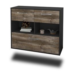 Stil.Zeit Sideboard Newport News | Korpus Anthrazit | Treibholz hängend mit Griffen (92x79x35cm)