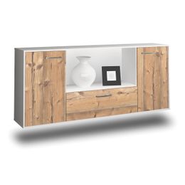 Stil.Zeit Sideboard Fort Collins | Korpus Weiß | Pinie hängend mit Griffen (180x79x35cm)