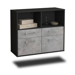 Stil.Zeit Sideboard Moreno Valley | Korpus Anthrazit | Beton hängend mit Griffen (92x79x35cm)