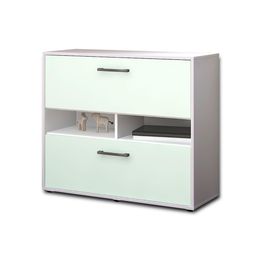 Stil.Zeit Sideboard Dalia | Korpus Weiß | Mint mit Griffen (92x79x35cm)