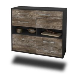 Stil.Zeit Sideboard Oxnard | Korpus Anthrazit | Treibholz hängend mit Griffen (92x79x35cm)