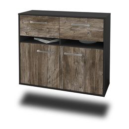 Stil.Zeit Sideboard Fort Lauderdale | Korpus Anthrazit | Treibholz hängend mit Griffen (92x79x35cm)