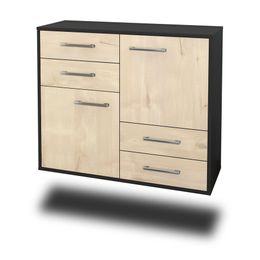 Stil.Zeit Sideboard Little Rock | Korpus Anthrazit | Zeder hängend mit Griffen (92x79x35cm)