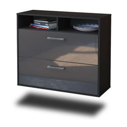 Stil.Zeit Sideboard Spring Valley | Korpus Anthrazit | Grau hängend mit Griffen (92x79x35cm)