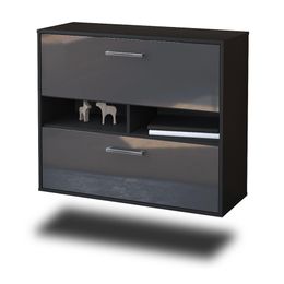 Stil.Zeit Sideboard Jackson | Korpus Anthrazit | Grau hängend mit Griffen (92x79x35cm)