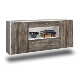 Stil.Zeit Sideboard Ann Arbor | Korpus Weiß | Treibholz hängend mit Griffen (180x79x35cm)