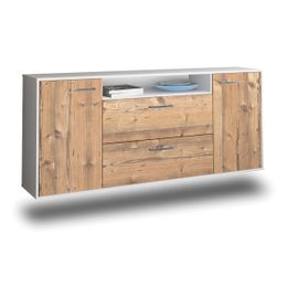 Stil.Zeit Sideboard Thousand Oaks | Korpus Weiß | Pinie hängend mit Griffen (180x79x35cm)