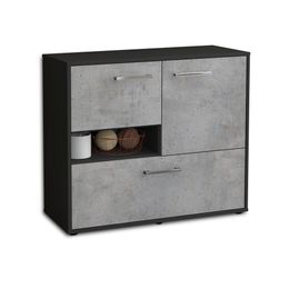 Stil.Zeit Sideboard Debora | Korpus Anthrazit | Beton mit Griffen (92x79x35cm)