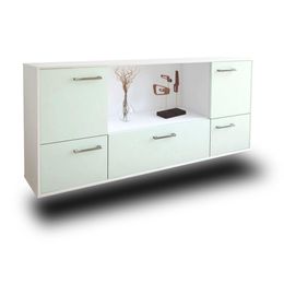 Stil.Zeit Sideboard Sunnyvale | Korpus Weiß | Mint hängend mit Griffen (180x79x35cm)