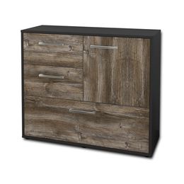 Stil.Zeit Sideboard Deanna | Korpus Anthrazit | Treibholz mit Griffen (92x79x35cm)