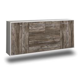 Stil.Zeit Sideboard Metairie | Korpus Weiß | Treibholz hängend mit Griffen (180x79x35cm)