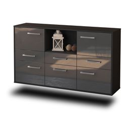 Stil.Zeit Sideboard Pomona | Korpus Anthrazit | Grau hängend mit Griffen (136x79x35cm)