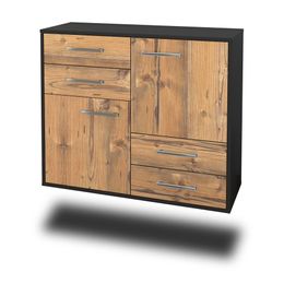 Stil.Zeit Sideboard Little Rock | Korpus Anthrazit | Pinie hängend mit Griffen (92x79x35cm)