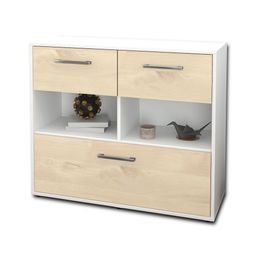 Stil.Zeit Sideboard Cosima | Korpus Weiß | Zeder mit Griffen (92x79x35cm)