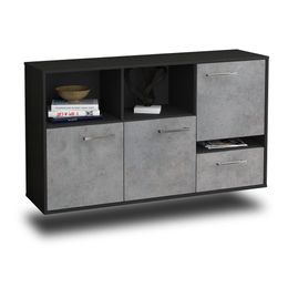 Stil.Zeit Sideboard Salinas | Korpus Anthrazit | Beton hängend mit Griffen (136x79x35cm)