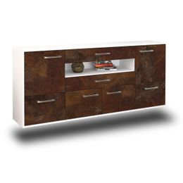 Stil.Zeit Sideboard McAllen | Korpus Weiß | Rost hängend mit Griffen (180x79x35cm)