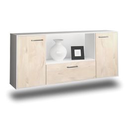 Stil.Zeit Sideboard Fort Collins | Korpus Weiß | Zeder hängend mit Griffen (180x79x35cm)