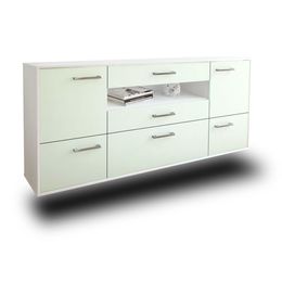 Stil.Zeit Sideboard Savannah | Korpus Weiß | Mint hängend mit Griffen (180x79x35cm)