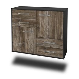 Stil.Zeit Sideboard Little Rock | Korpus Anthrazit | Treibholz hängend mit Griffen (92x79x35cm)