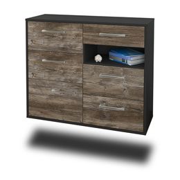 Stil.Zeit Sideboard Huntsville | Korpus Anthrazit | Treibholz hängend mit Griffen (92x79x35cm)