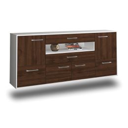 Stil.Zeit Sideboard McAllen | Korpus Weiß | Walnuss hängend mit Griffen (180x79x35cm)