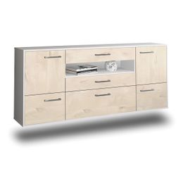 Stil.Zeit Sideboard Savannah | Korpus Weiß | Zeder hängend mit Griffen (180x79x35cm)