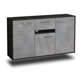 Stil.Zeit Sideboard Hampton | Korpus Anthrazit | Beton hängend mit Griffen (136x79x35cm)