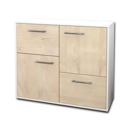 Stil.Zeit Sideboard Carla | Korpus Weiß | Zeder mit Griffen (92x79x35cm)